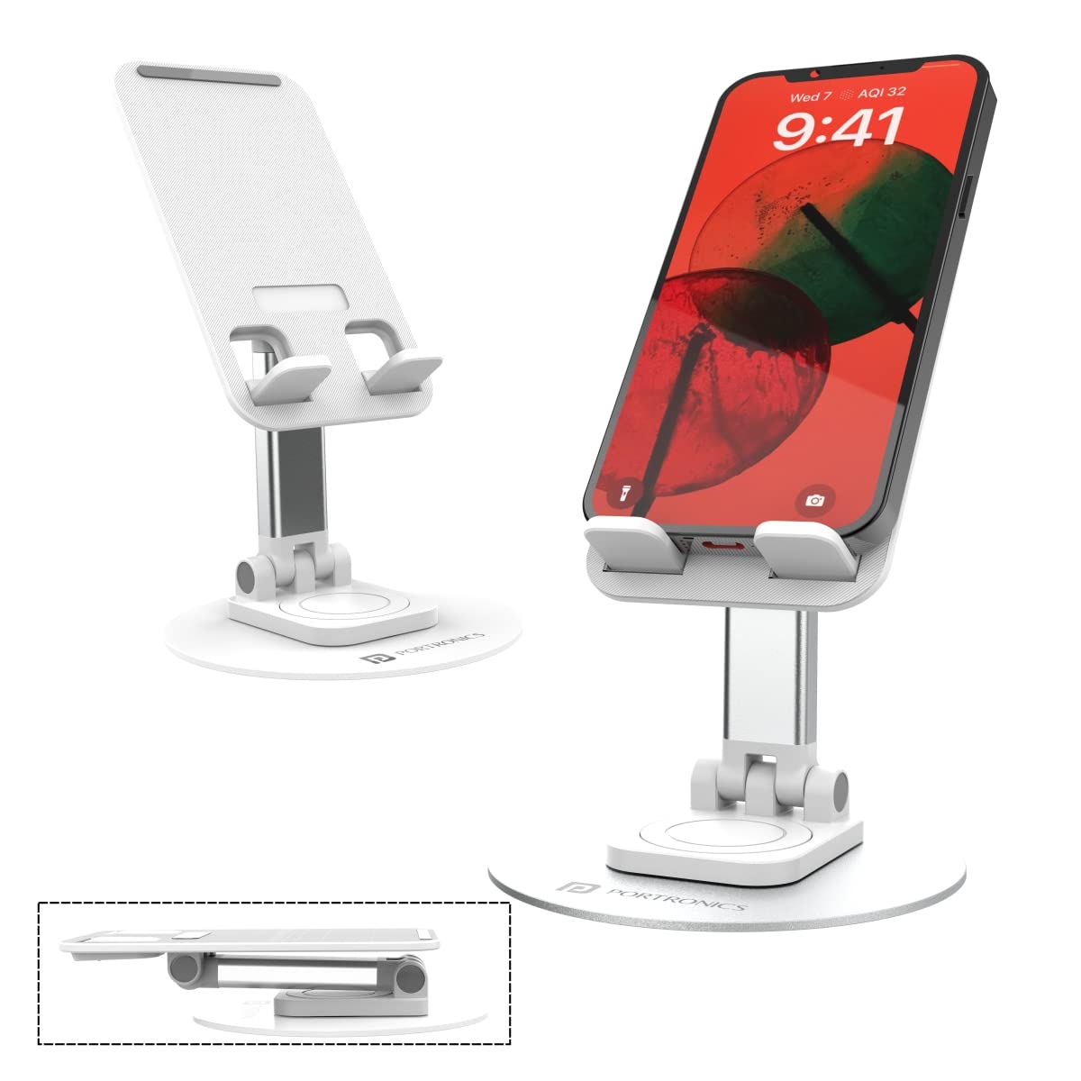 Portronics Mobot II Multifunctional Desktop Mobile Holding Stand with ...