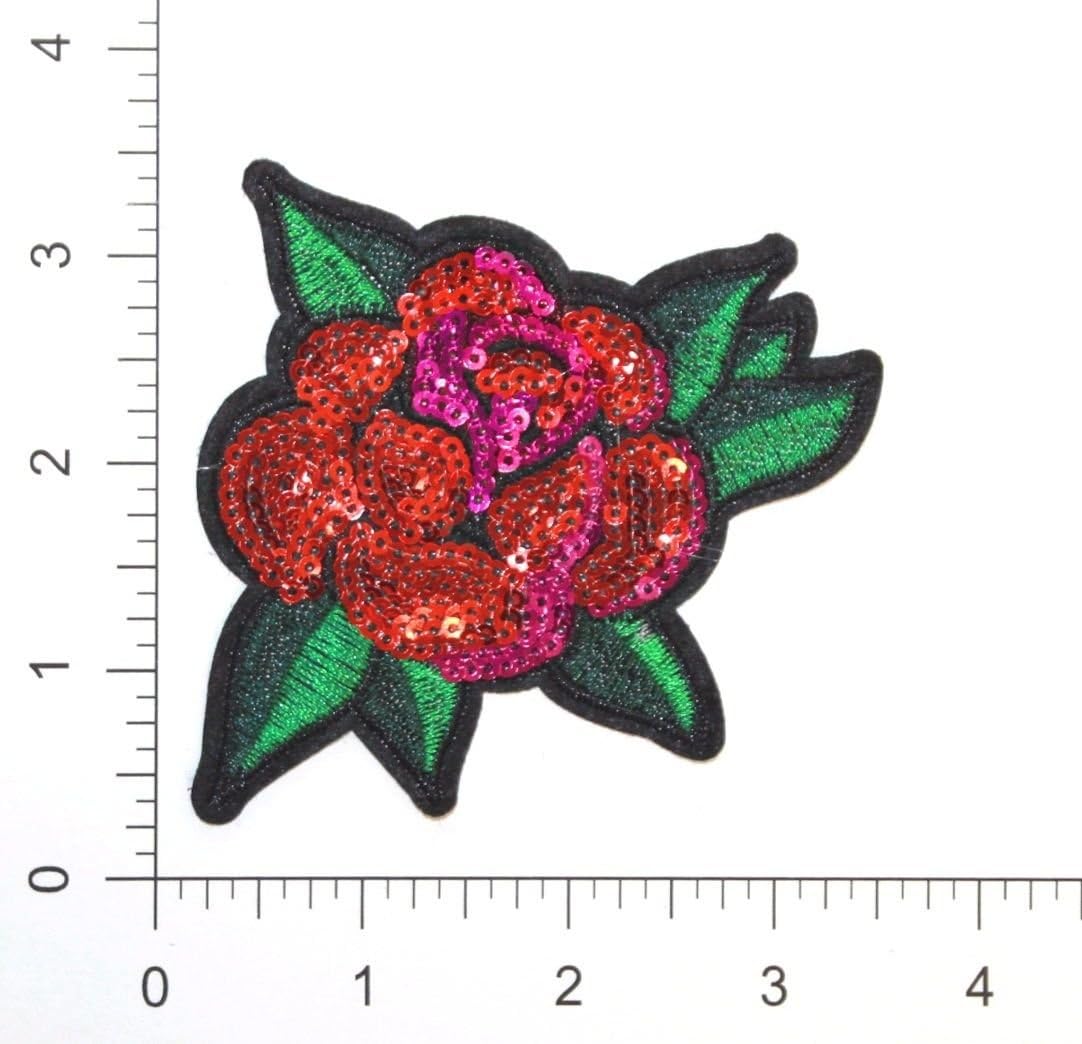 Amazon.com: Yifantacy Sequin Rose Flower Patch - Embroidered Iron-On ...