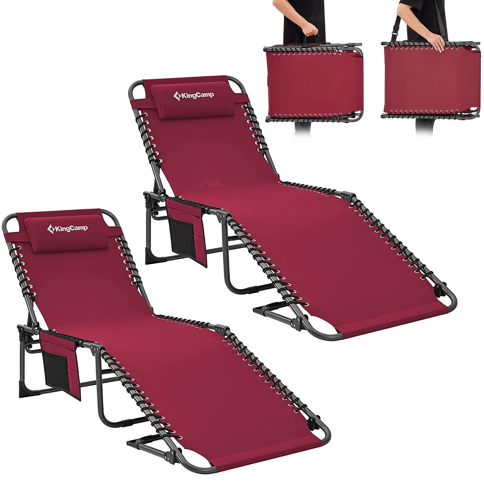 Snapklik.com : KingCamp 2 Pack Lounge Chair Outdoor, Folding Portable ...