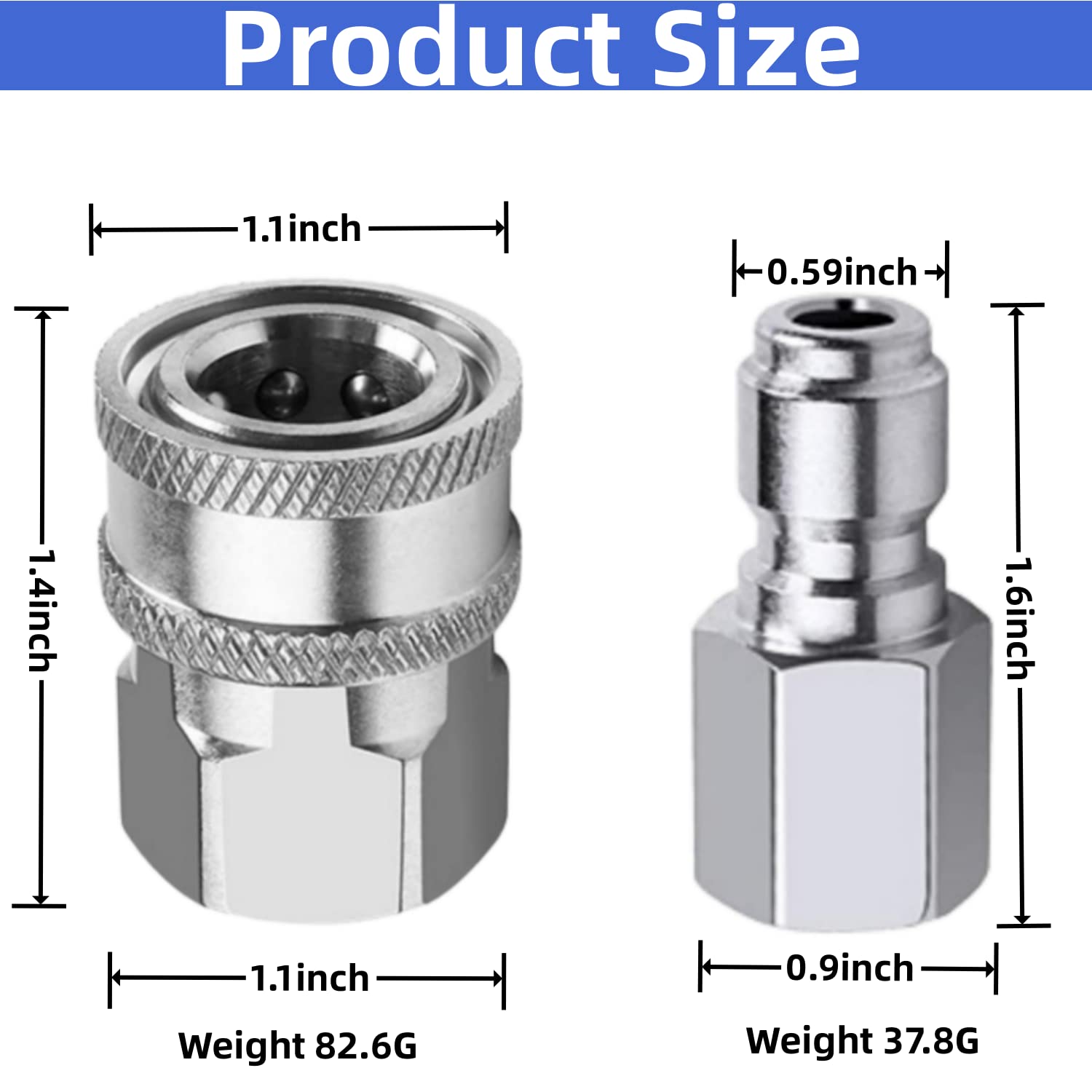 Snapklik.com : 2Sets NPT 3/8 Inch Stainless Steel Male And Female Power ...