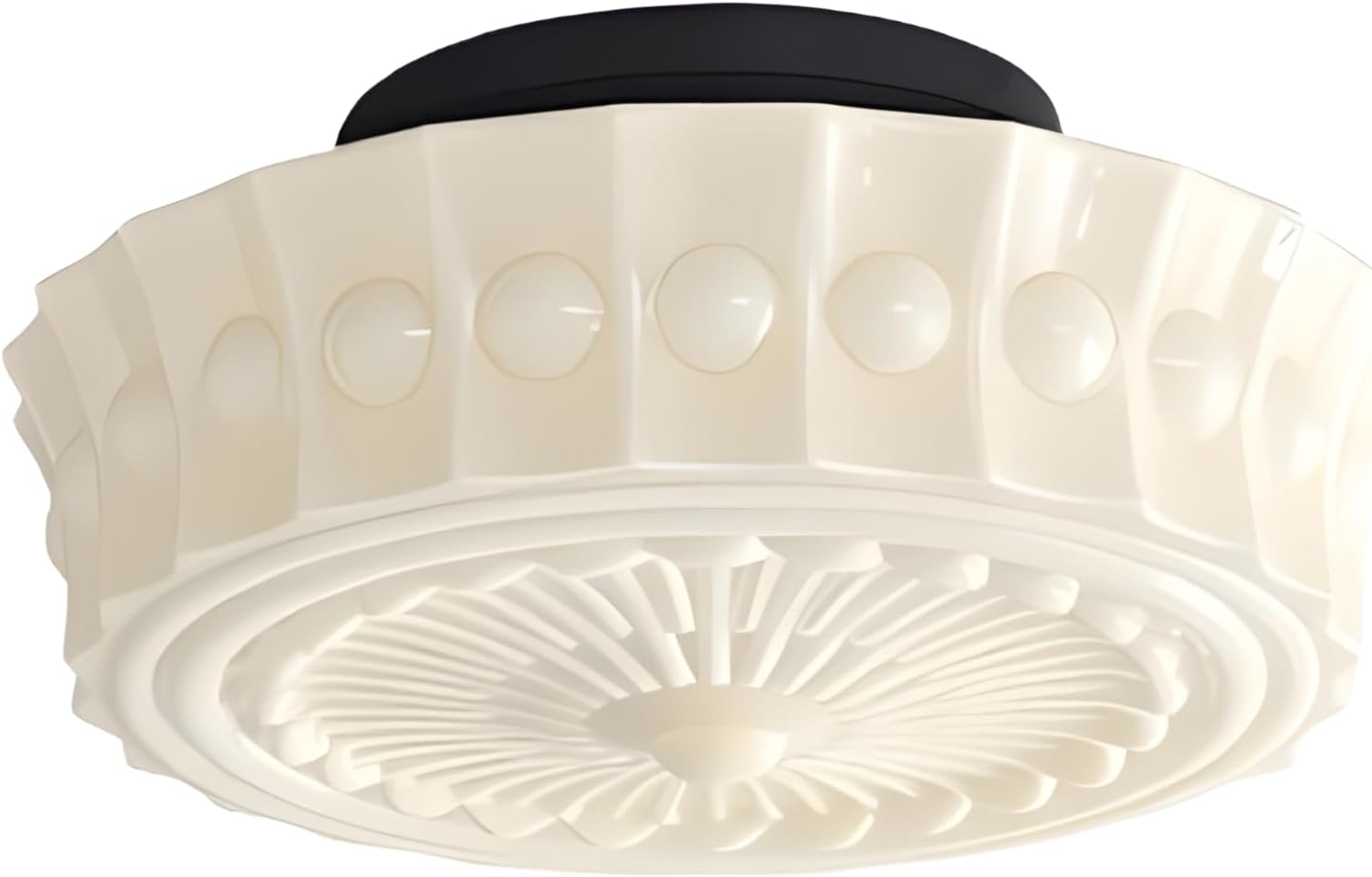 Bofea-Cream Glass Semi Flush Mount Ceiling Light Creative Sunflower ...