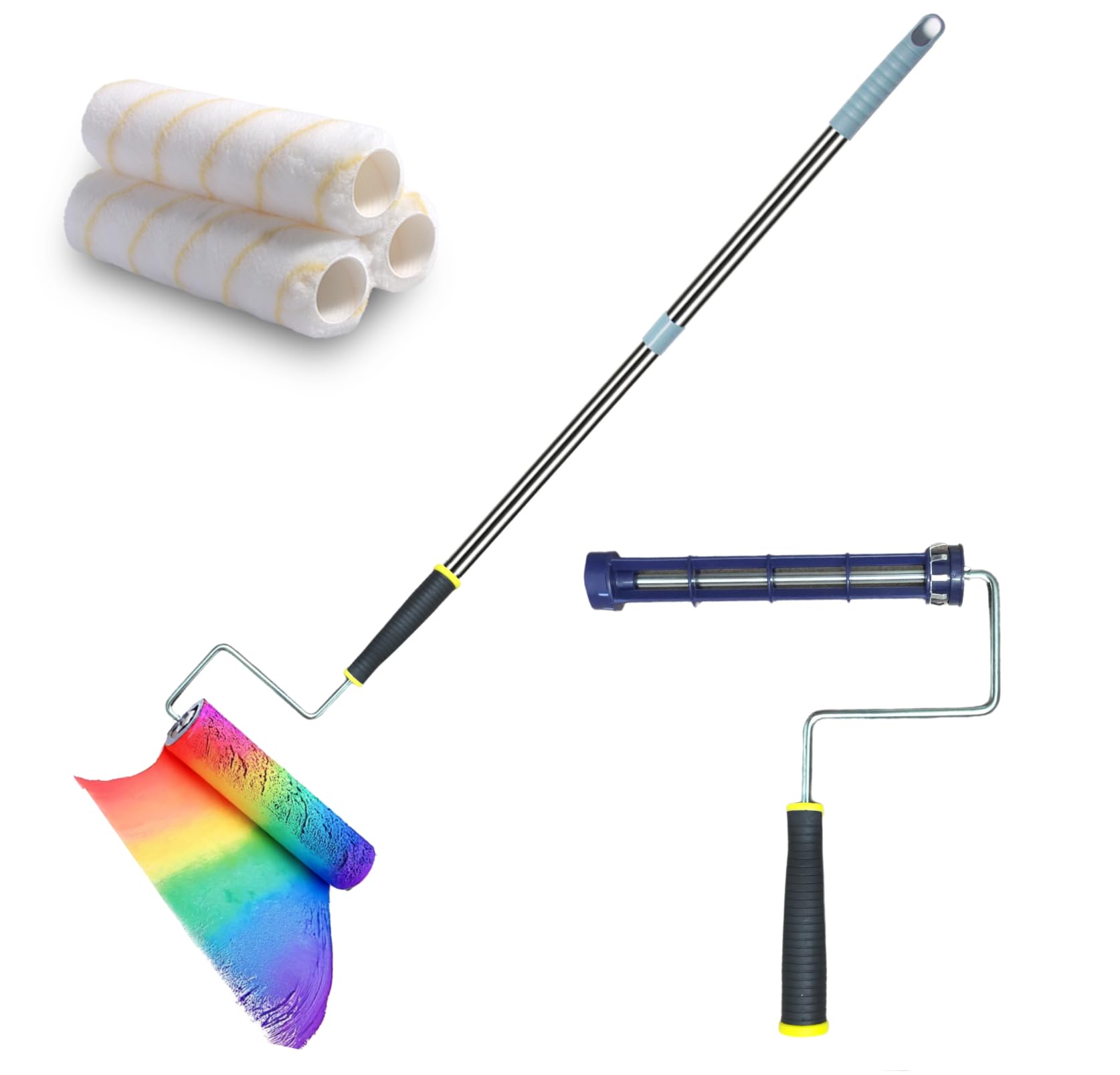 Paint Stick Roller Long Handle - 6FT Adjustable House Painting Kit with ...