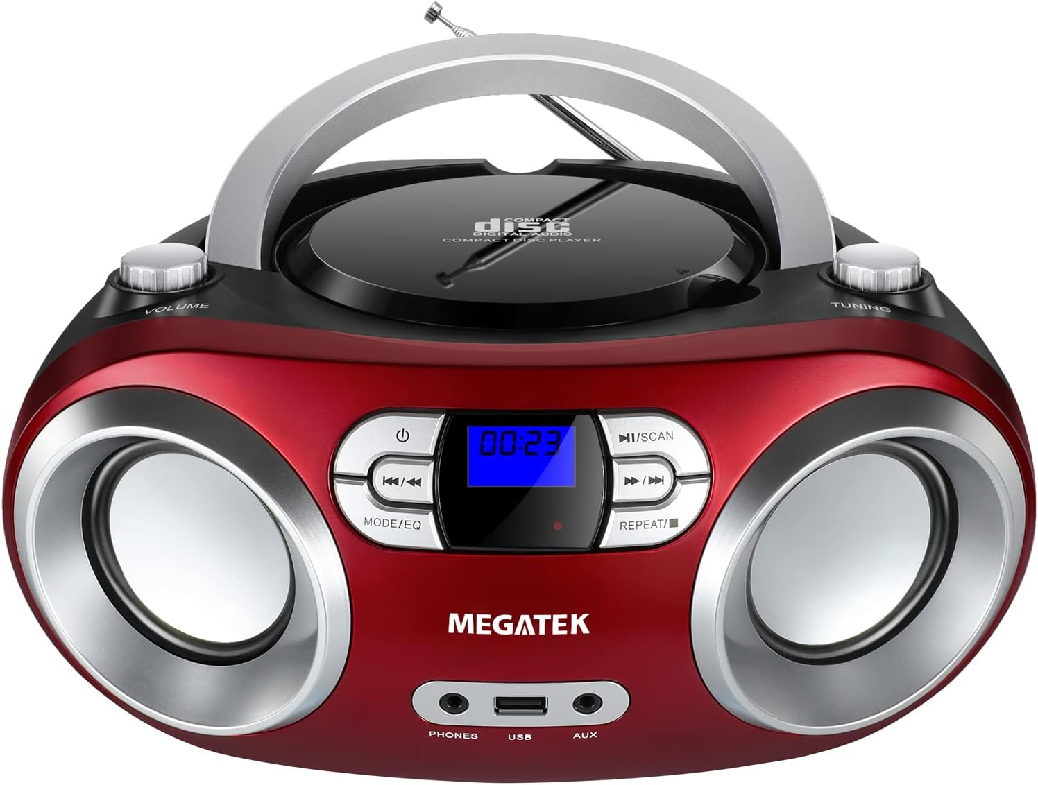 Amazon.com: MEGATEK Portable CD Player/Radio/Bluetooth Boombox with ...