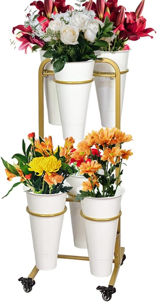 Amazon.com: ARTLINE Rolling Display Stand with 6 Buckets for Cut ...