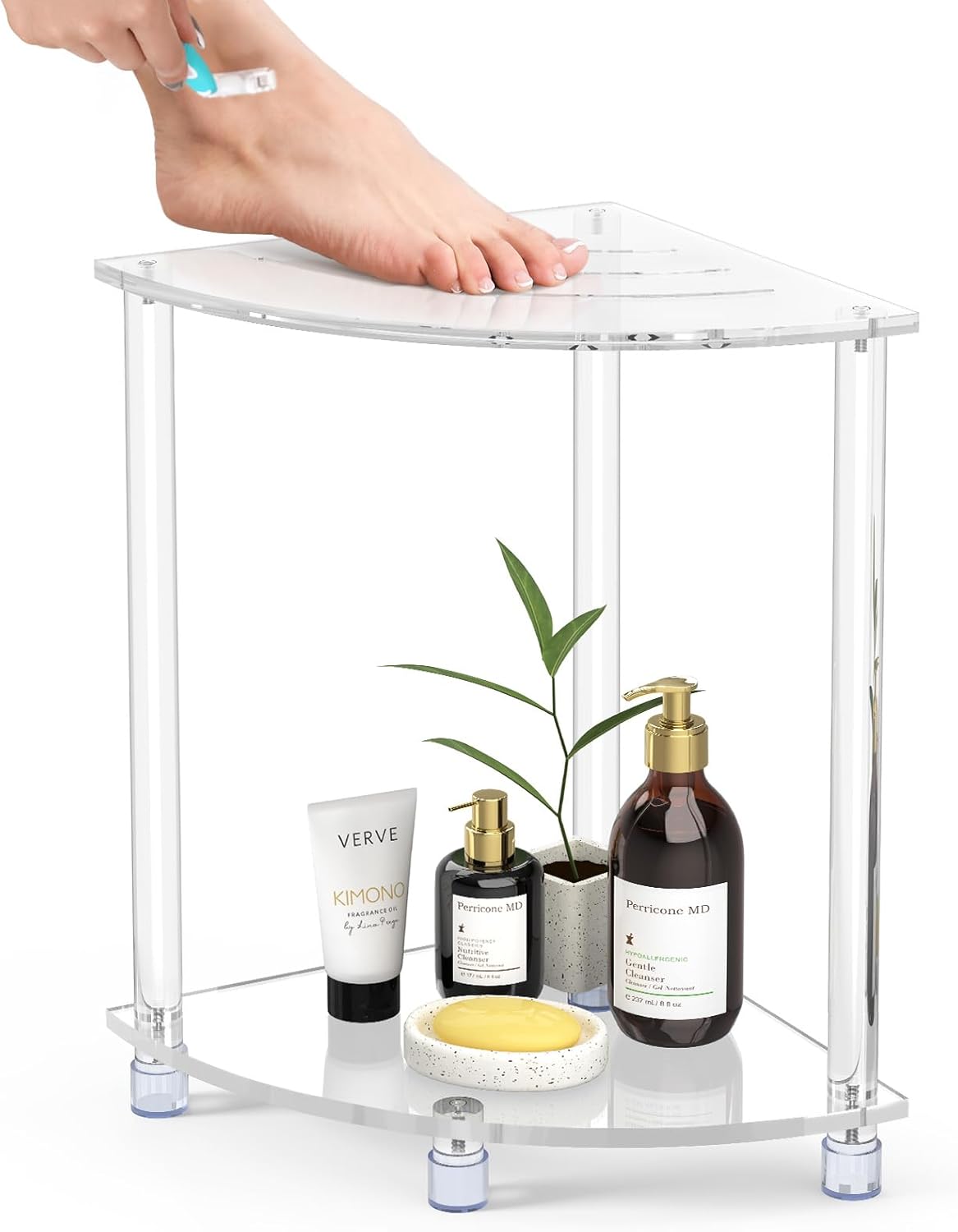 Amazon.com: Cilinta Corner Shower Stool, Clear Acrylic Shower Bench for ...