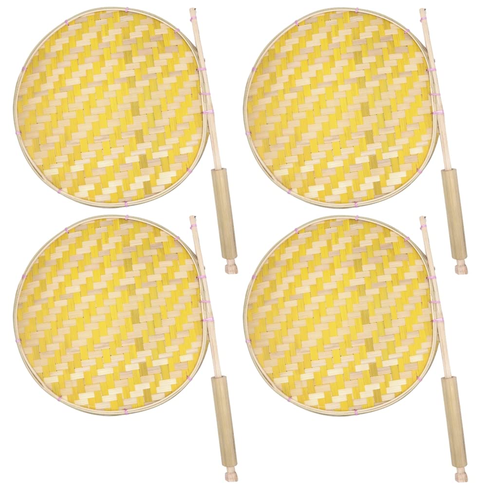 Buy Bamboowala Handcrafted Bamboo Round Shape Rotating Hand Fan ...