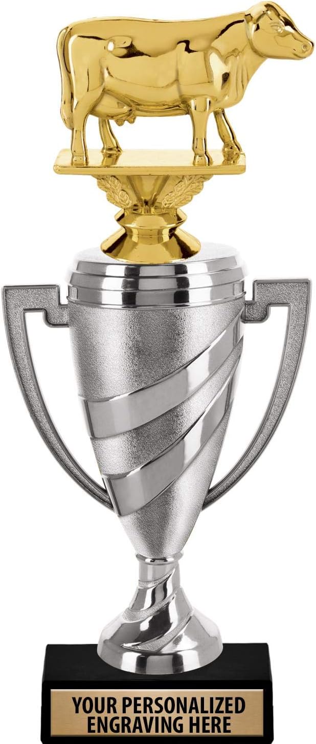 Amazon.com : Crown Awards Dairy Cow Trophy, 11.65" Silver Cup Dairy Cow ...