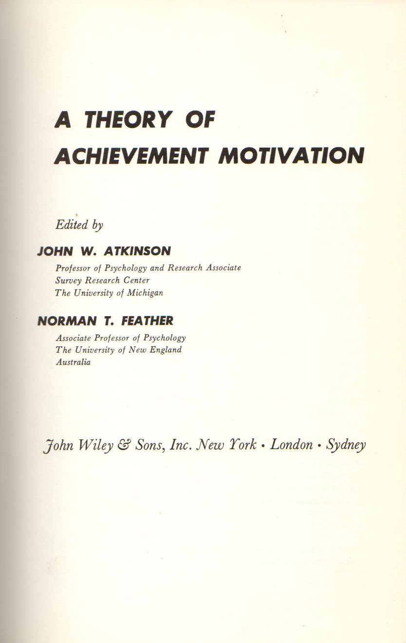 A Theory of Achievement Motivation : Atkinson, John William: Amazon.de ...
