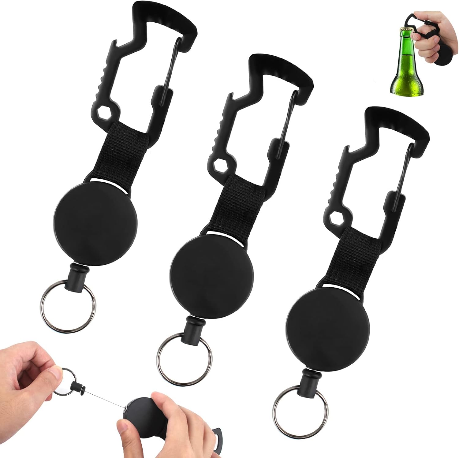 3Pcs Retractable Keychain Retractable Keyring Extendable Key Chain ...
