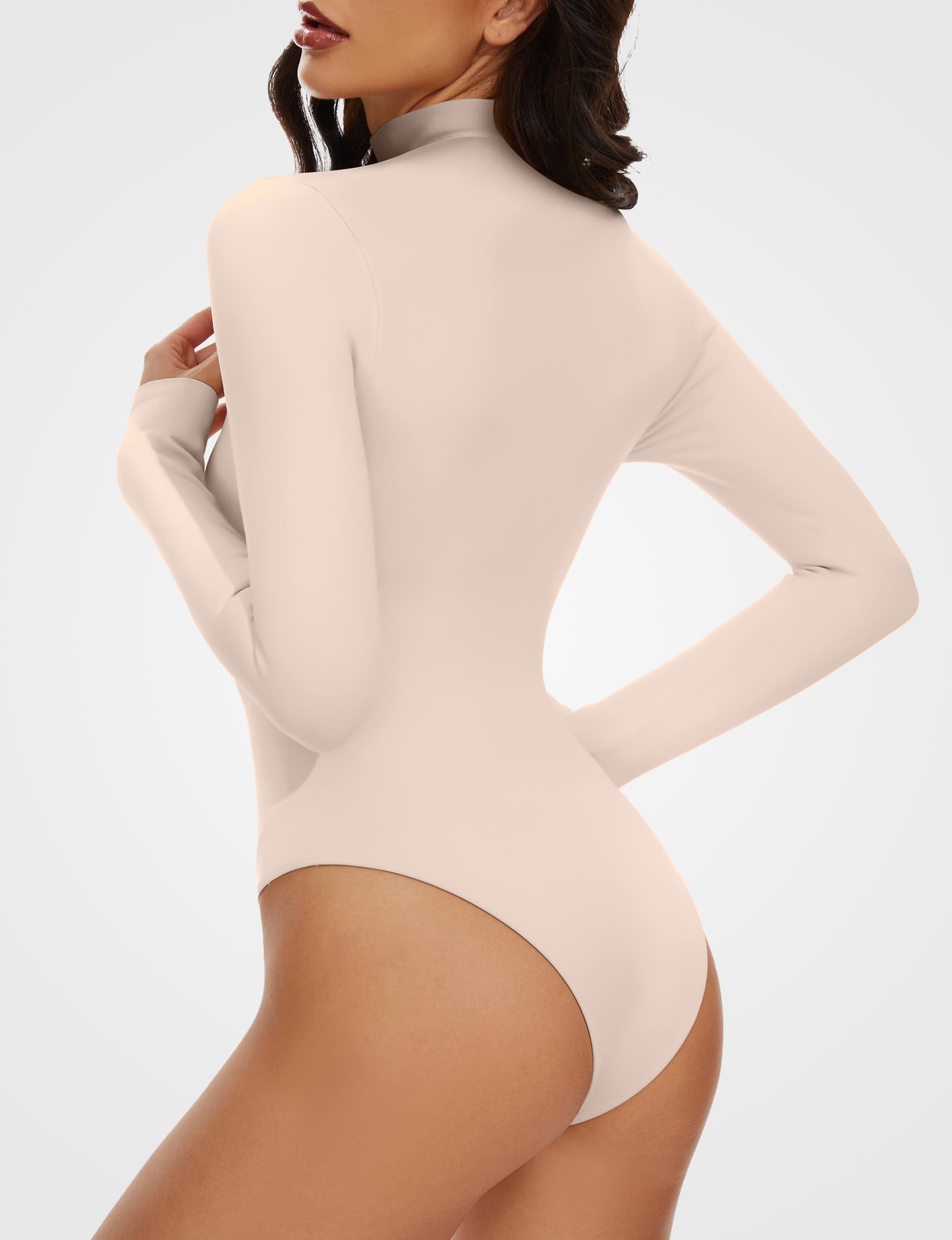 Snapklik.com : Womens Long Sleeve Mock Turtle Neck Bodysuits Tops Going Out Body Suits For Women ...