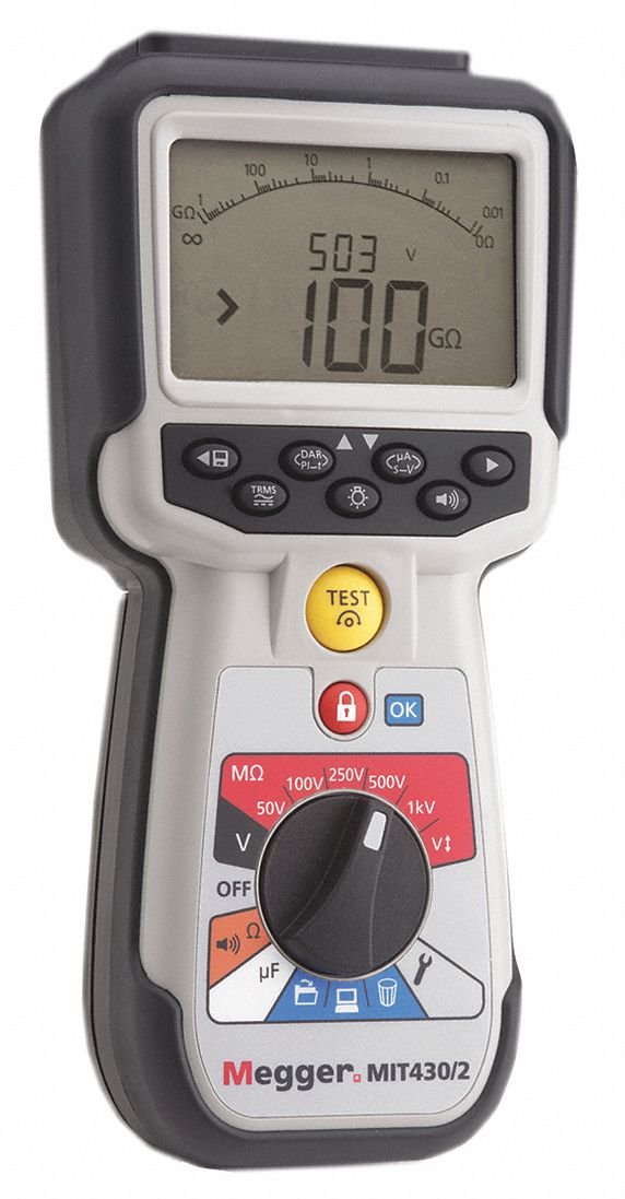 Megger MIT430/2 50V, 100V, 250V, 500V & 1000V Insulation Tester ...