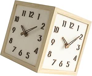 Amazon.com: Dual Sided Corner Wall Clock 9x9inch Punch Free Solid Wood ...