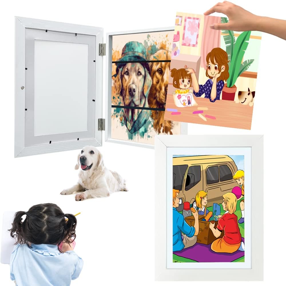 Amazon.com - GIFIZOL 1 Pack Kids Art Frame, Front Opening Holds 50 ...