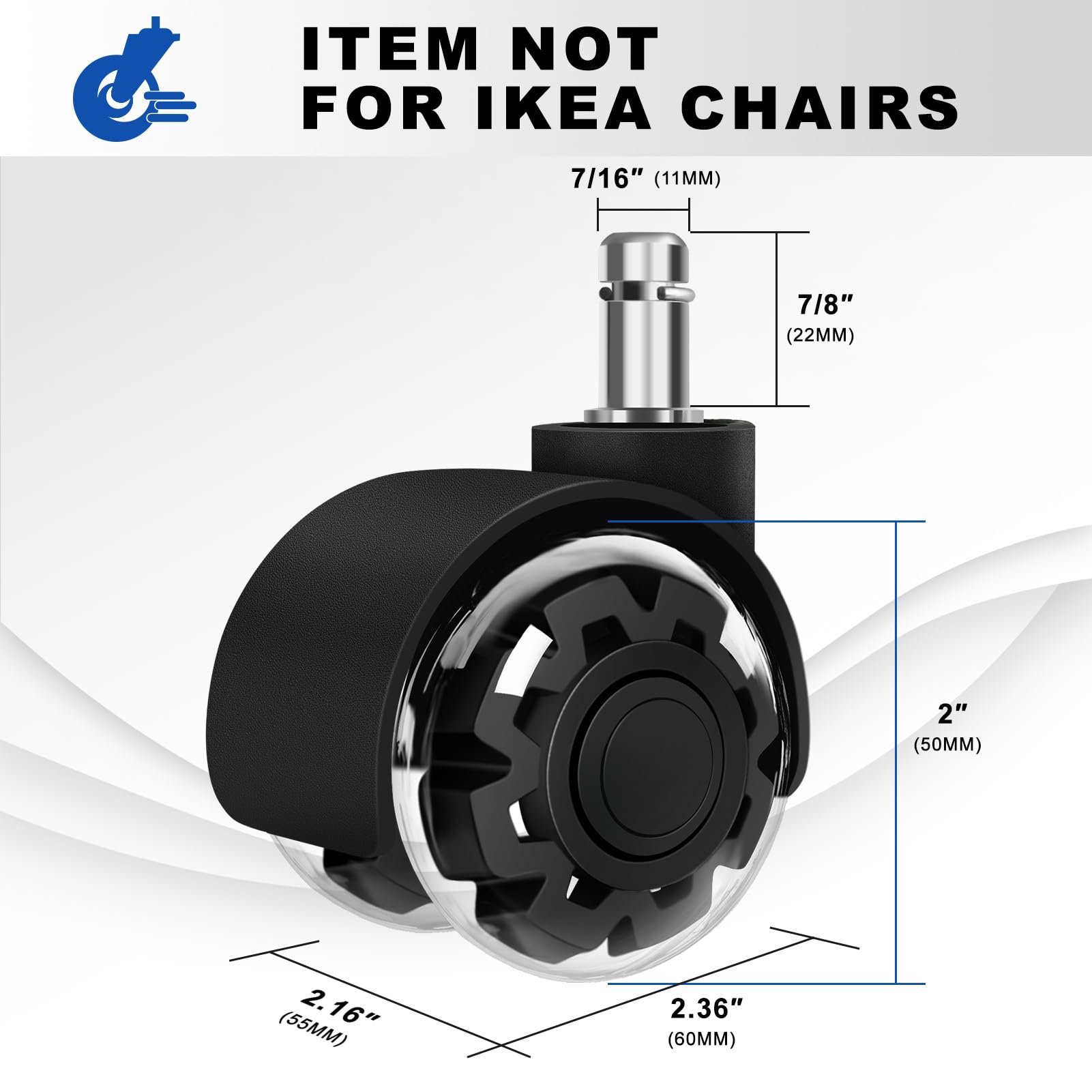 Snapklik.com : Office Chair Wheels,2 Inch Smooth & Quiet Rolling ...