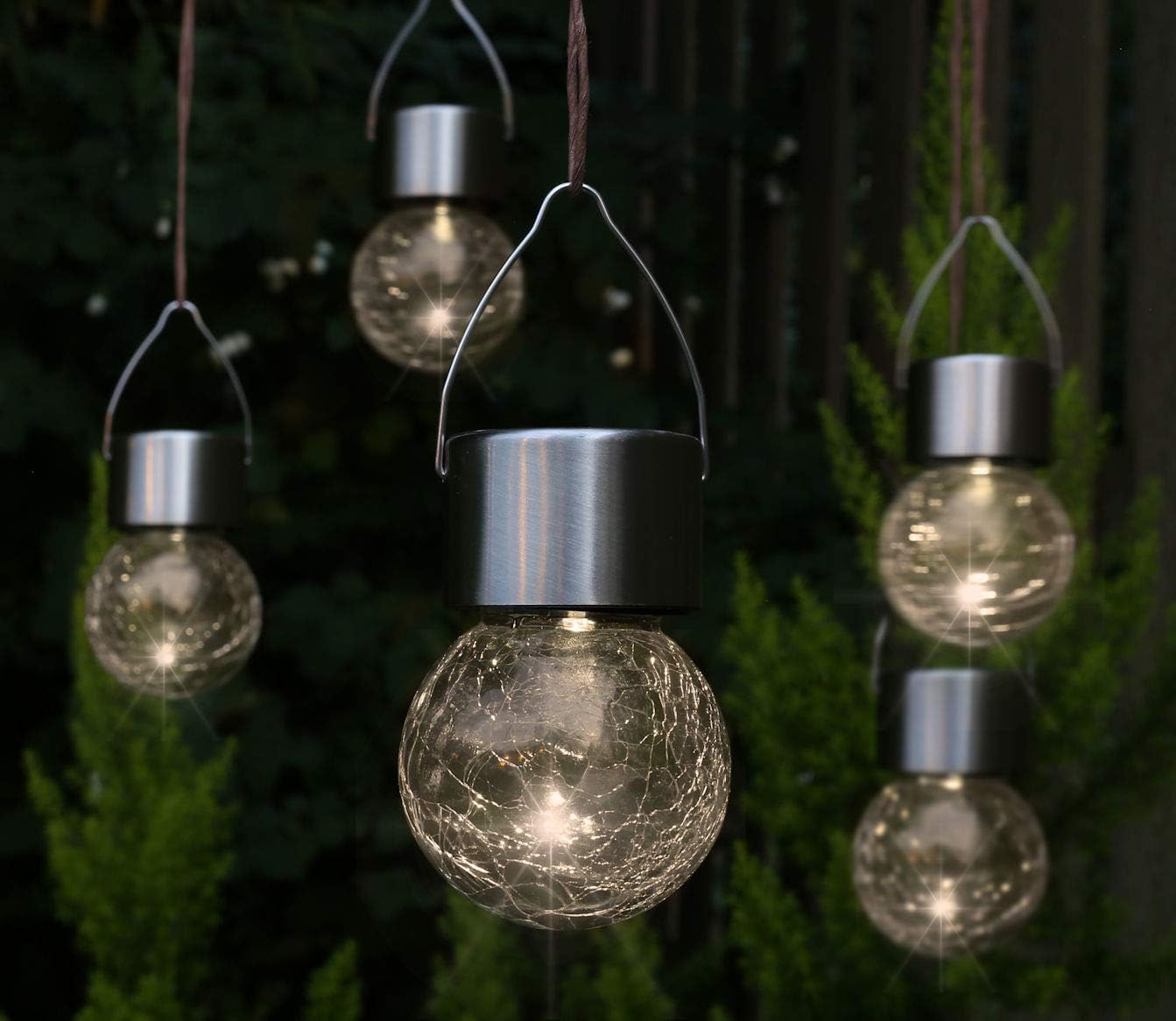 Spetebo 5x LED Solar Hängeleuchte - Garten Deko Solarleuchte ...
