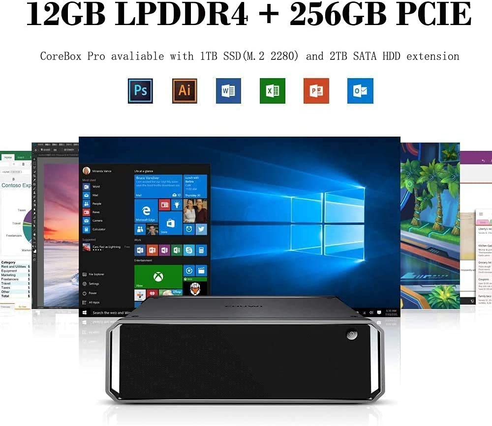 CHUWI CoreBox Pro Mini PC, 12GB LPDDR4 256GB PCIE, Intel Core i3-1005G1 ...