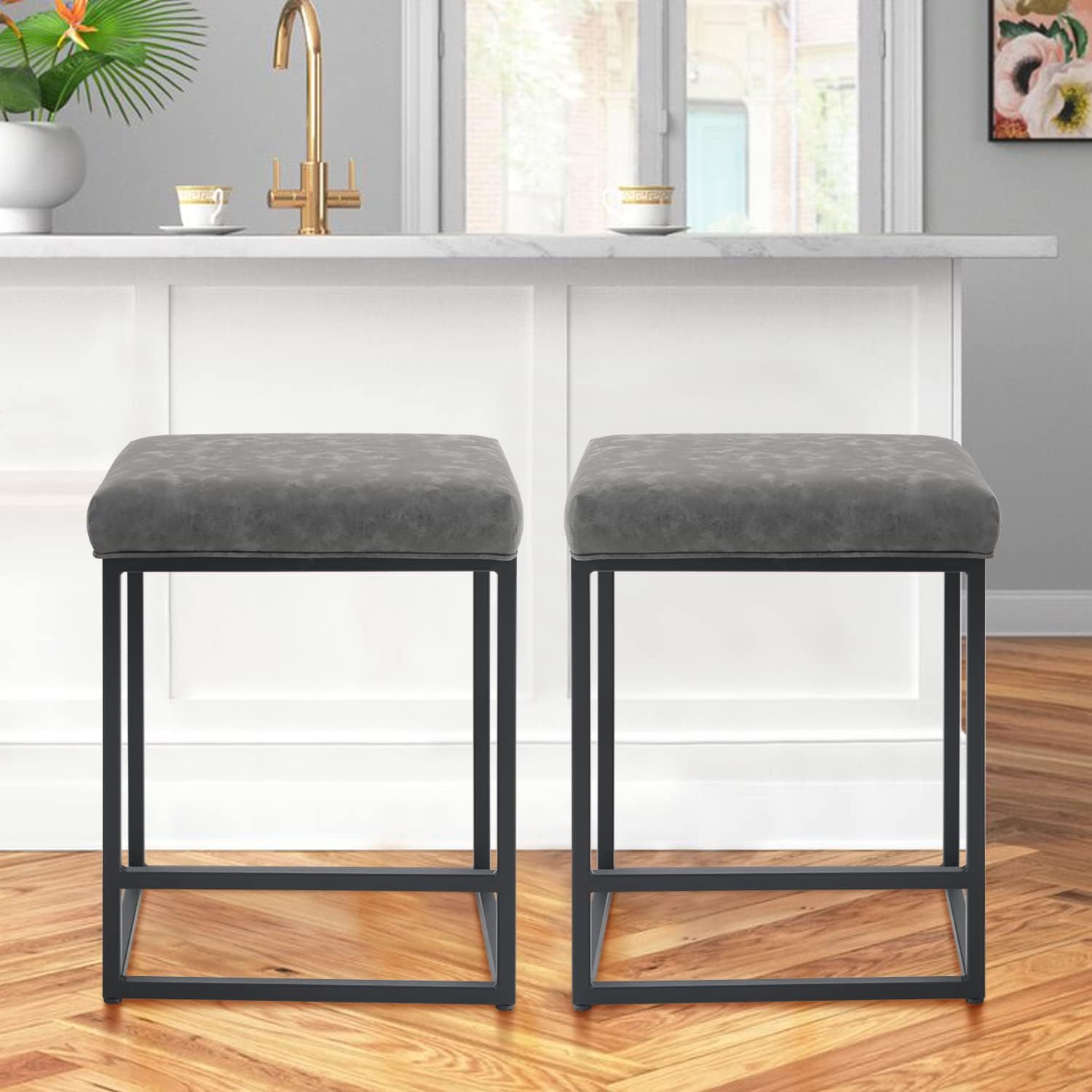 Amazon.com: ALPHA HOME 24" Set of 2 Conter Stools Bar Stools with ...