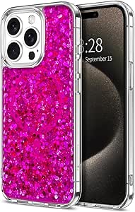 Amazon.com: Glitter Magnetic Case for iPhone 16 Pro Max, Liquid Bling Sparkle Floating Shimmer ...