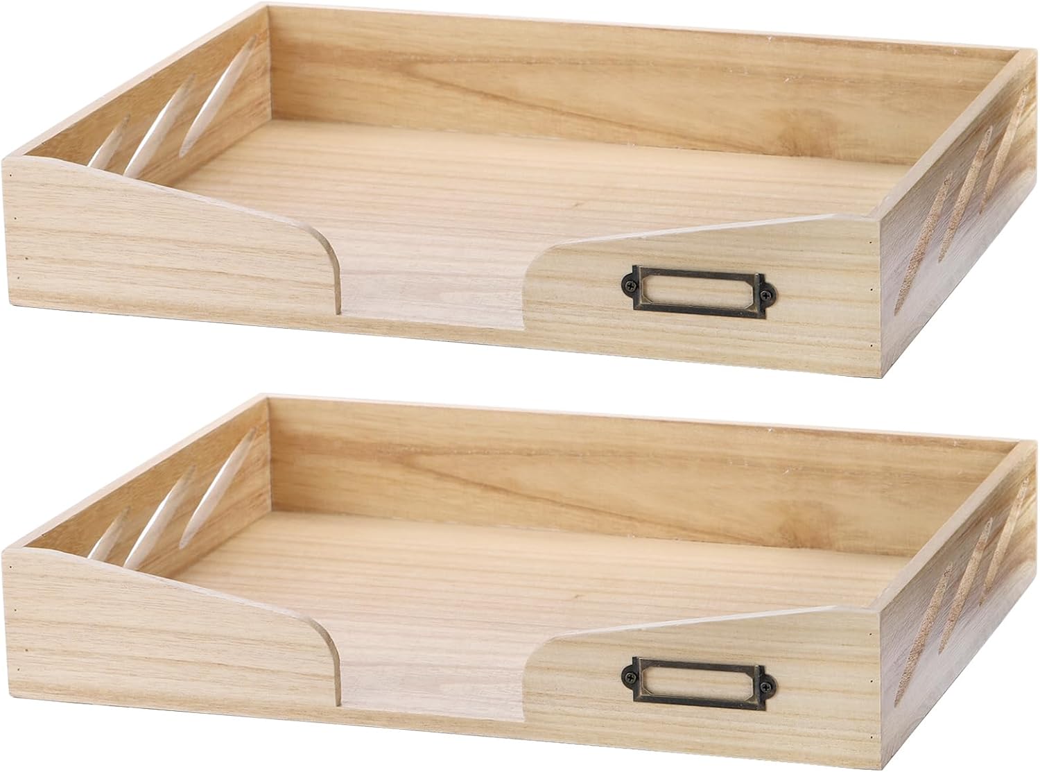 Amazon.com: Fasmov 2 Pack Wood Letter-Size Tray, Stackable Office ...