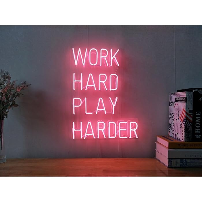Buy Work Hard Play Harder Custom Dimmable LED Neon Signs for Wall Decor ...