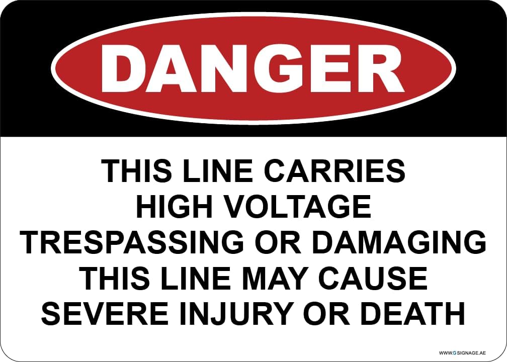 Amazon.com: G Signage - "This Line Carries High Voltage Trespassing Or ...