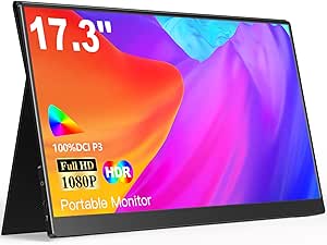 Portable Monitor, 17.3'' 100% DCI P3 1080P 400nit FHD HDR IPS Laptop ...