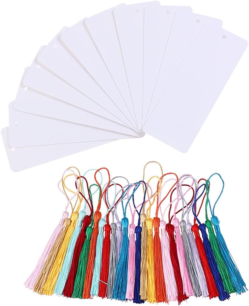Cabilock 24pcs Paper Blank Bookmarks with Colorful Tassels, DIY ...