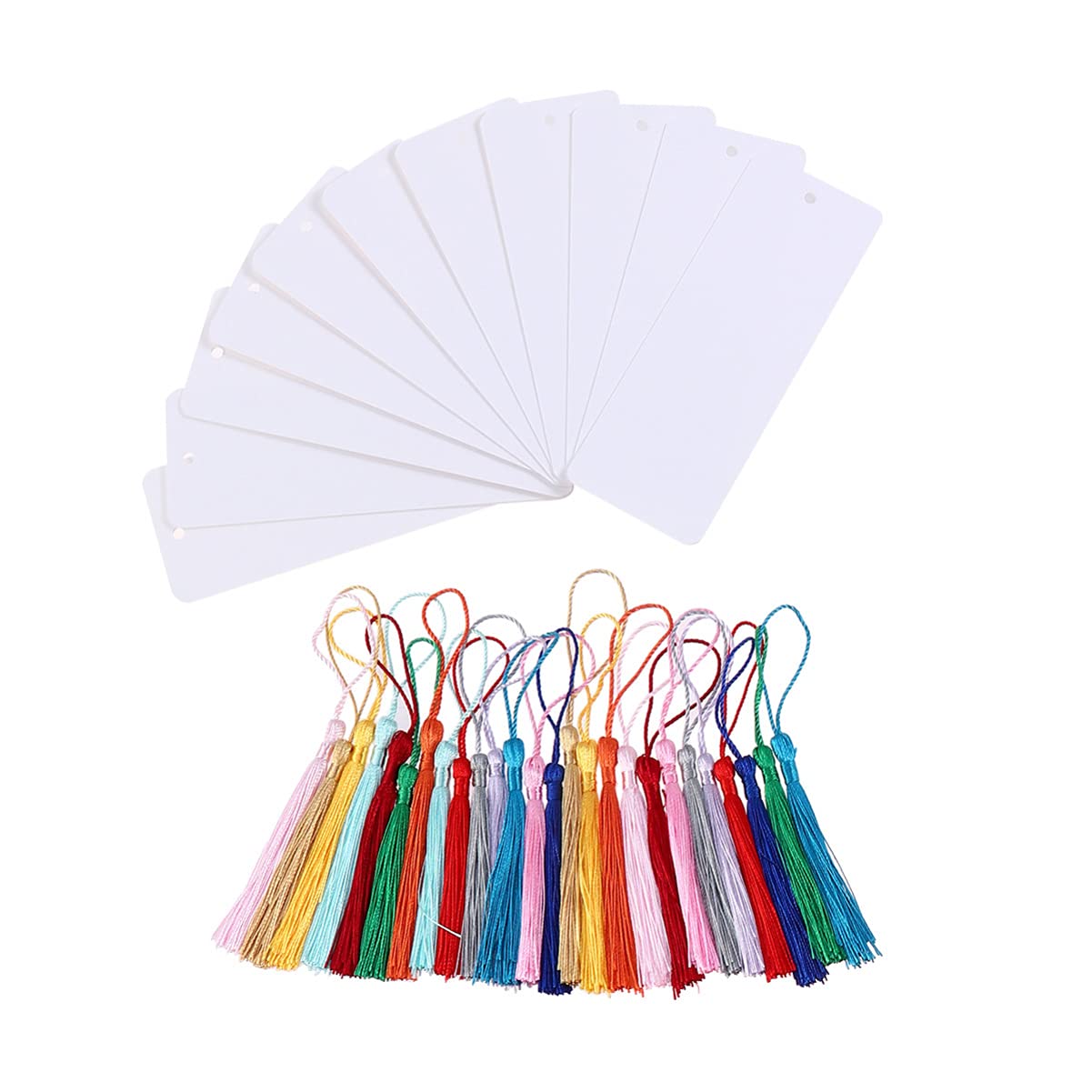 Cabilock 24pcs Paper Blank Bookmarks with Colorful Tassels, DIY ...