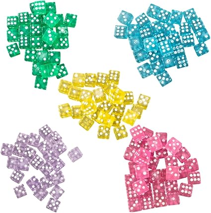 Amazon.com: 200 Pcs 5mm Small 6 Sided Dice Mini Plastic Dice Clear ...
