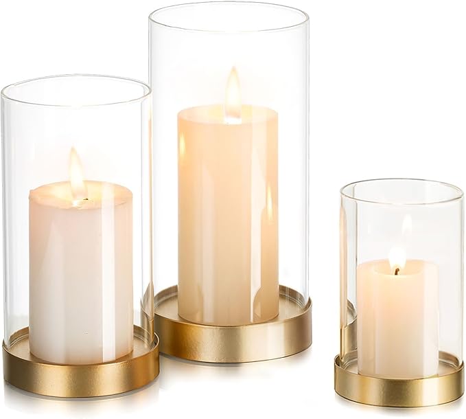 Amazon.com: Hewory Hurricane Candle Holder for Pillar Candles: Gold ...