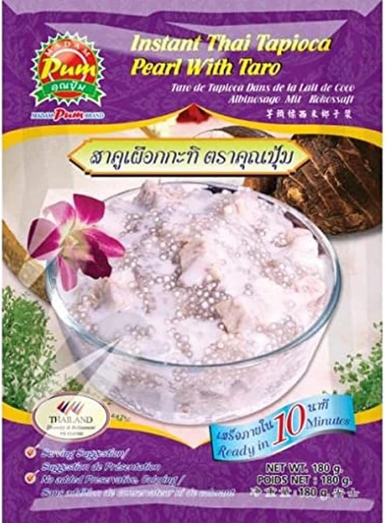 Madam Pum Instant Thai Tapioca Sago Pearl with Taro Dessert Mix 180 g ...