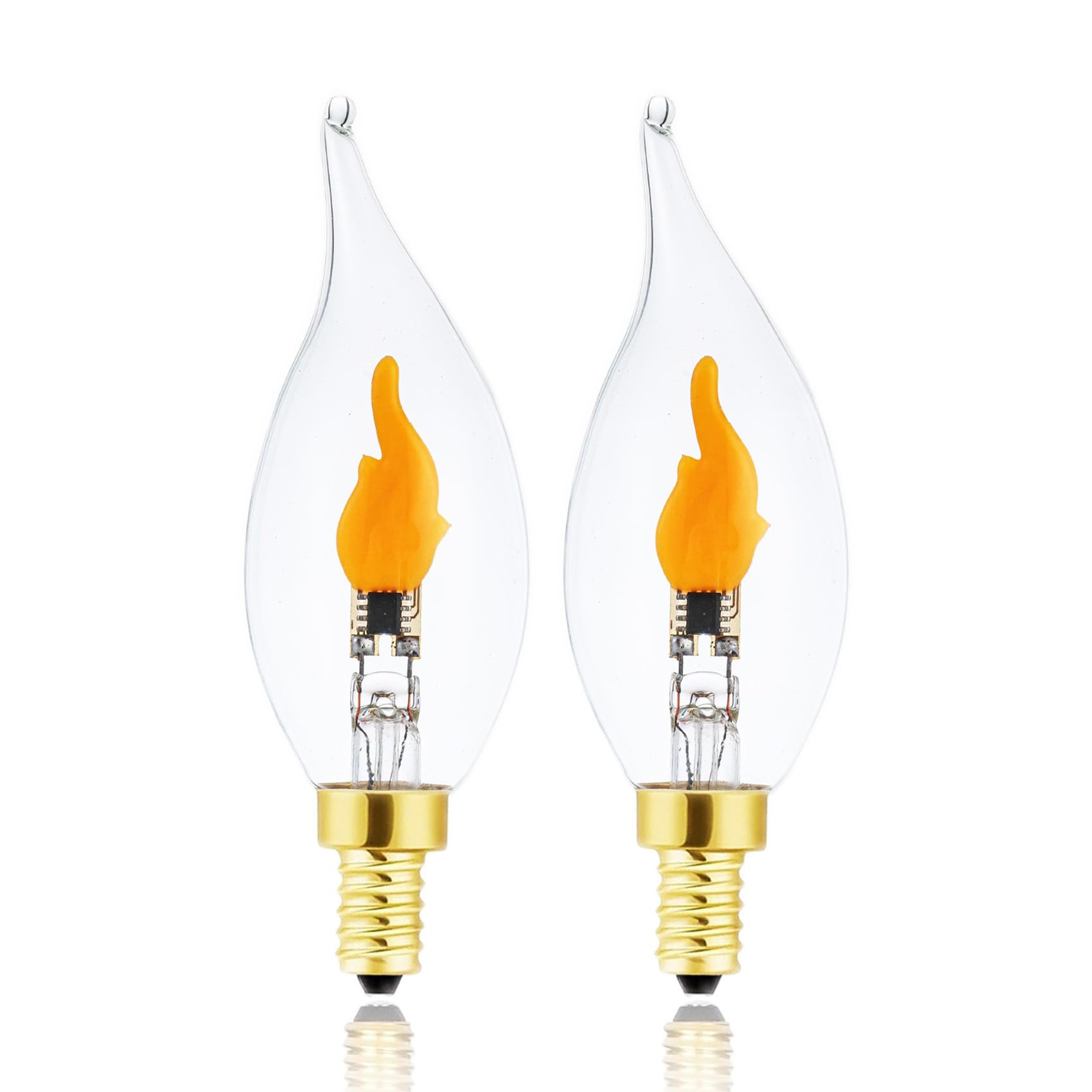 Sunaiony Flickering Flame Light Bulbs Candelabra Base E12 Flame Bulb ...