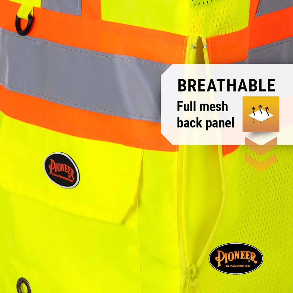 Snapklik.com : Pioneer Safety Vest For Men Hi Vis Reflective Neon