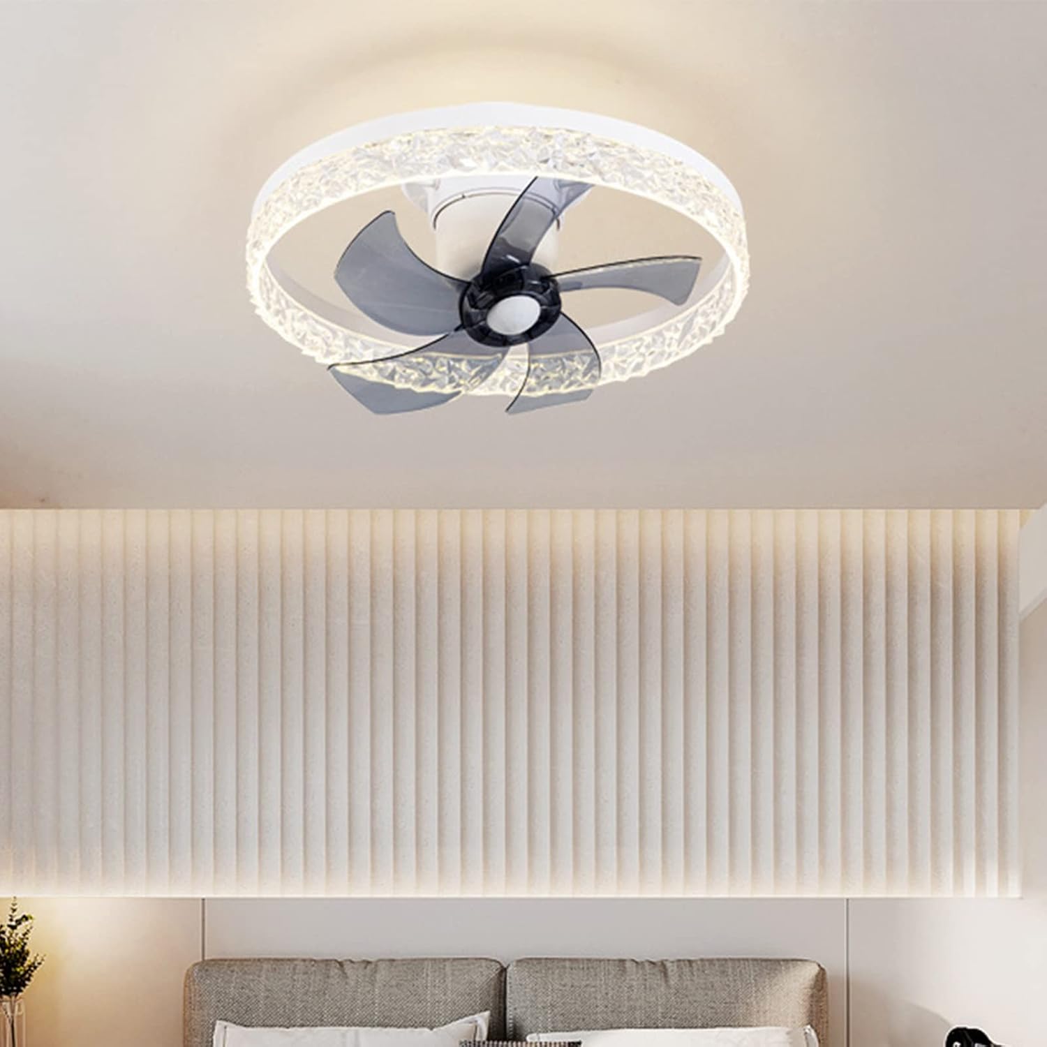 Amazon.com: HSPLXYT 20'' Modern recessed Ceiling Fan, Fan Chandelier ...