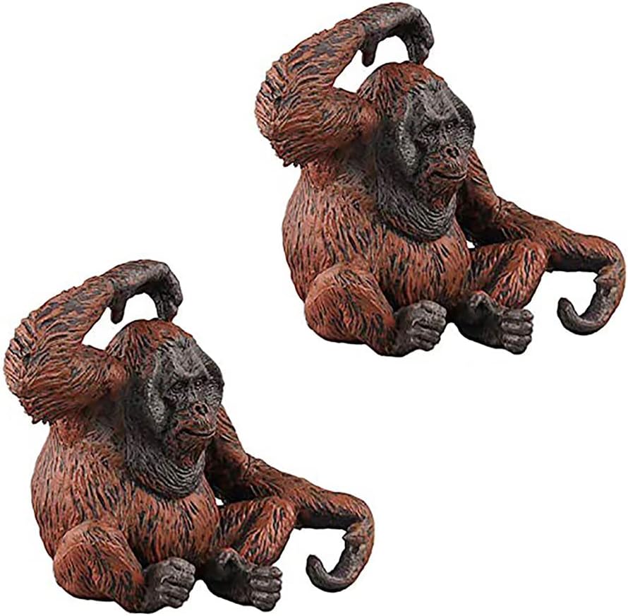 Amazon.com: Hiawbon 2 Pcs Red Orangutan Figurine Hand Painted Wild ...