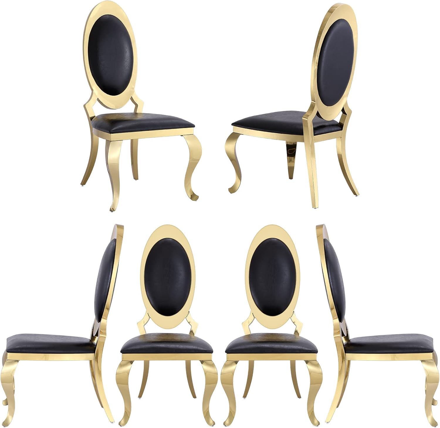 Amazon.com - ACEDÉCOR Black Leather Dining Chairs, Classic King Louis ...