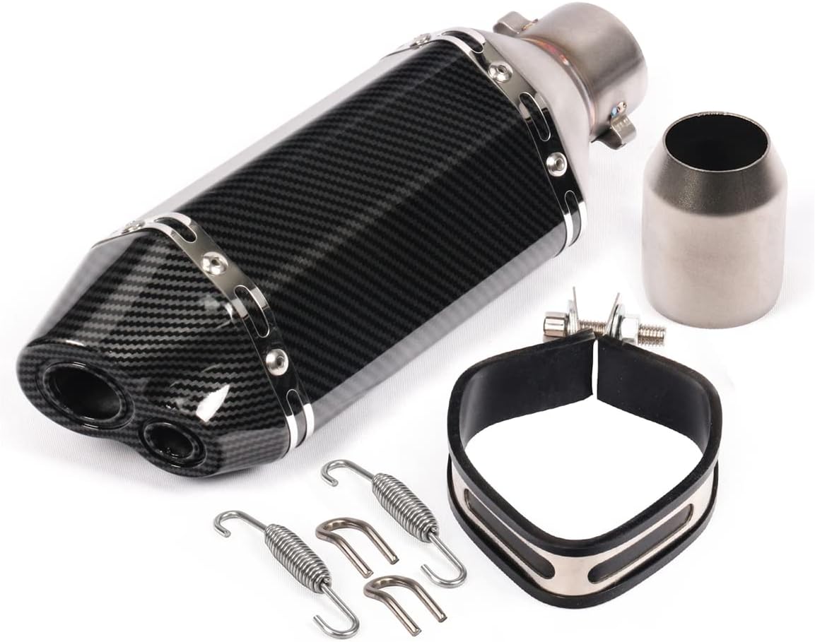 ISTUNT Motorcycle Dual Outlet 12.2" Universal Exhaust Muffler Carbon ...