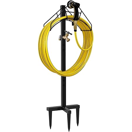Amazon.com : Aqua Joe SJ-SHSBB-GRY Steel Garden Hose Stand with Solid ...