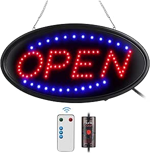 FITNATE LED Open Sign, 19x10inches (Update Version), Red, Blue, Plastic ...