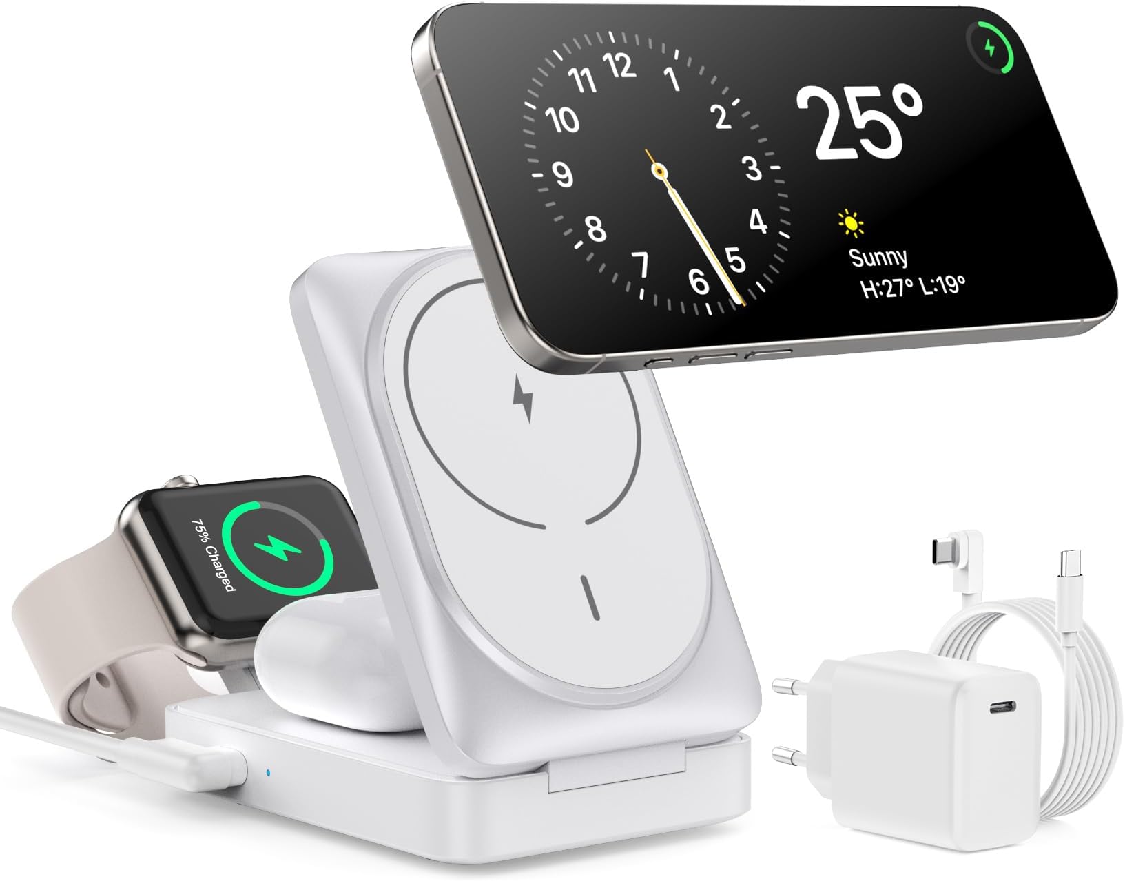 Chargeur sans Fil pour Mag-Safe, 3 en 1 Station de Charge pour Apple ...
