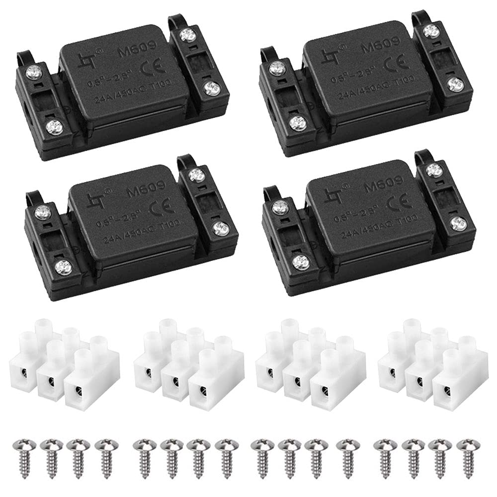 4 Pieces IP30 3 Terminal Electrical Junction Box Flex Connector Cable ...