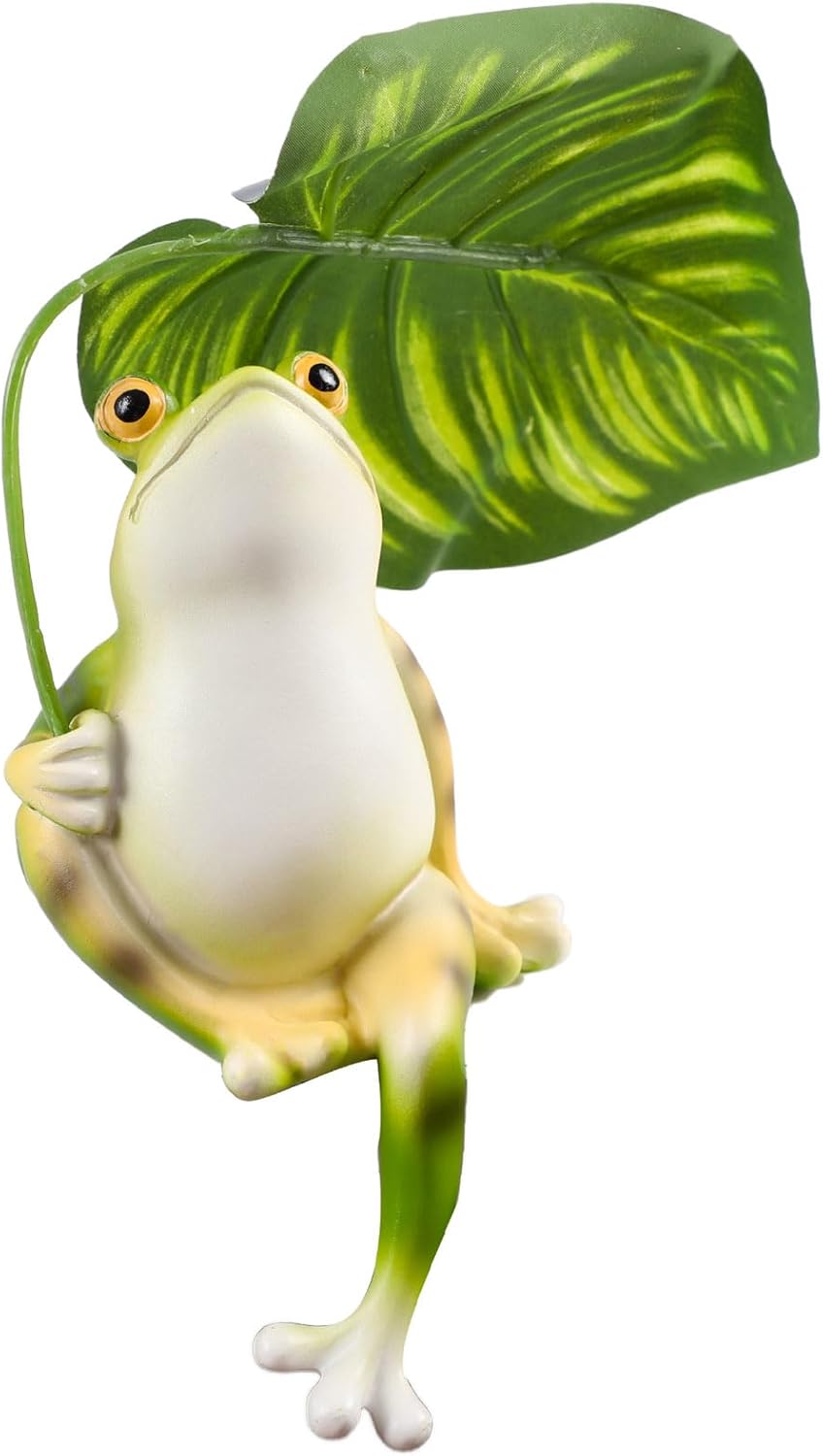Amazon.com : AKAKL Frog Statue for Garden - Lotus Leaf Sitting Frog ...