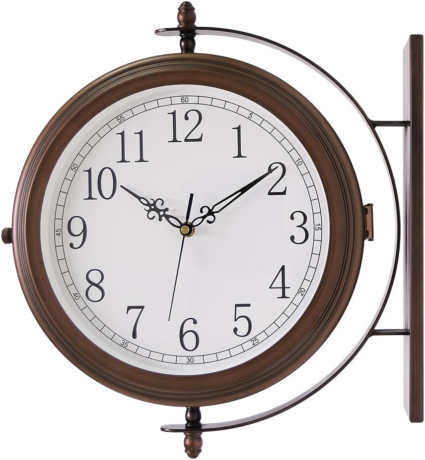 Amazon.com: Metal Double Sided Wall Clock 10" - Decorative Indoor ...