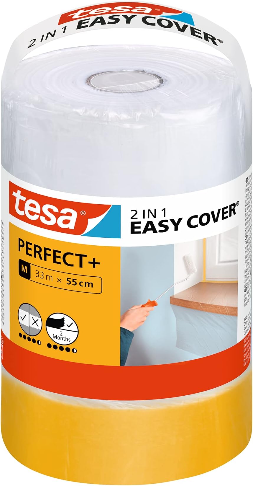 tesa Easy Cover Perfect+ Refill M - 2in1 Masking Film with Painter's ...