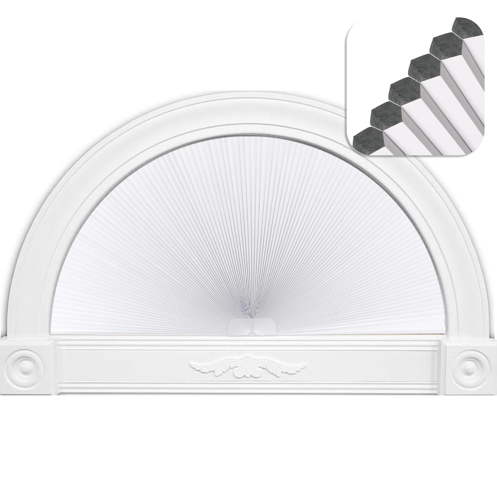 Amazon.com: LUCKUP Arch Window Shade Blackout Half Circle Pleated ...
