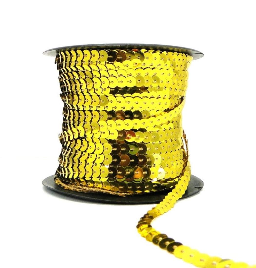 Dark Gold 6mm Sequin Trimming Flat Round Strung Sequins String Sequins ...