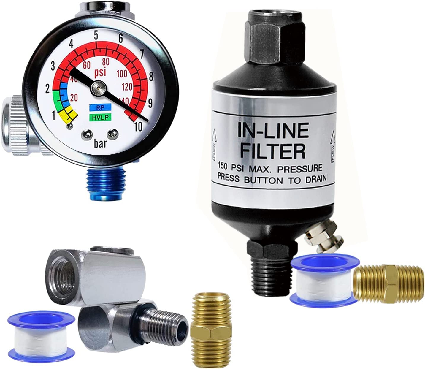 Amazon.com: AR-01 Analog Air Regulator, AI303-C1 Inline Filter and AI ...