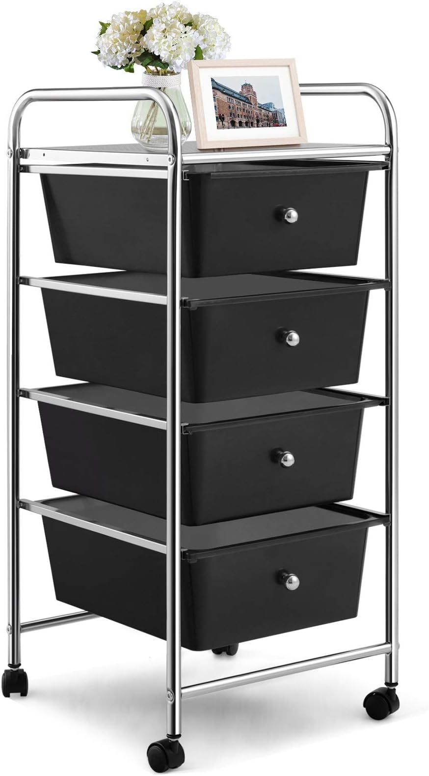 Amazon.com: Yaheetech 4 Drawers Cart Rolling Plastic Storage Cart and ...