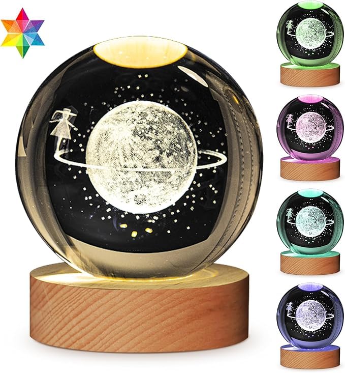 Buy XERGY 3D Galaxy Crystal Ball Night Light, LED Solar System Crystal ...