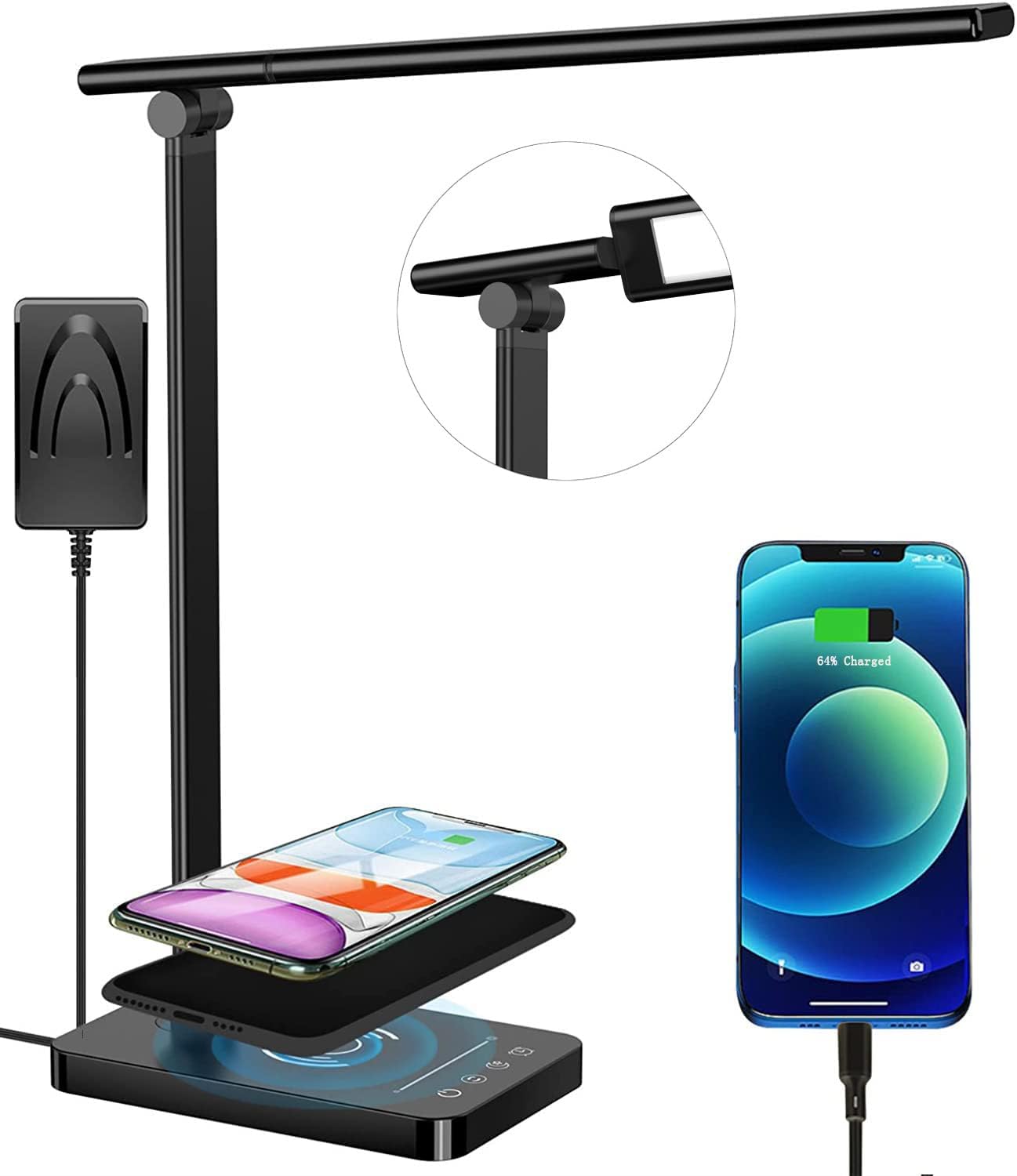 AGEARSUK LED Desk Lamp, Desk Lamp with USB Charging Port, Eye-Caring ...